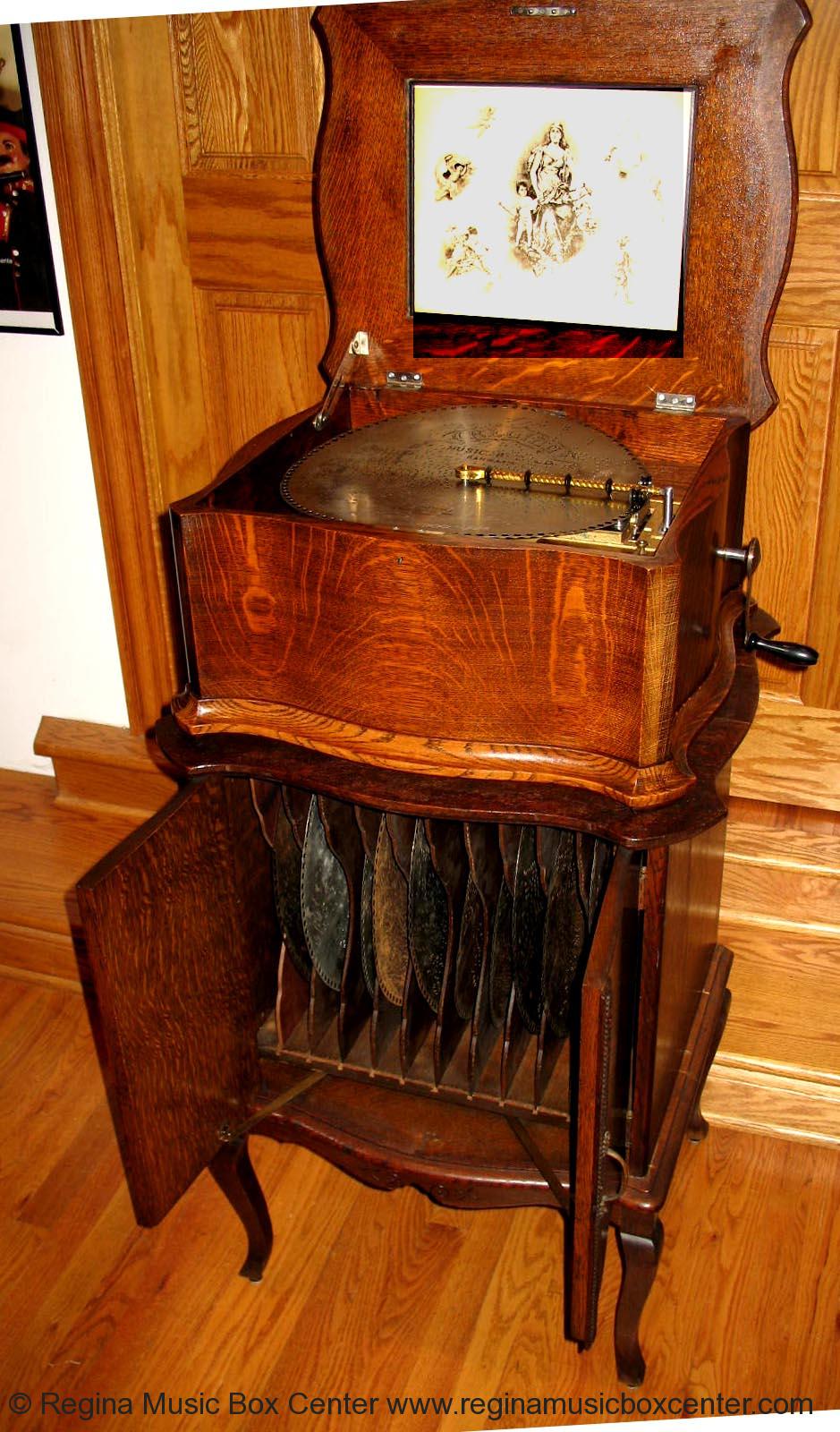 Regina Music Box Center: REGINA 15-1/2" OAK SERPENTINE DISC MUSIC BOX ...